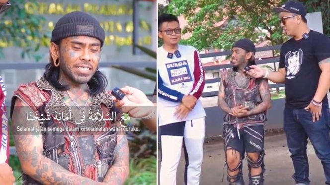 Merinding, Viral Anak Punk Penuh Tato Baca Salawat